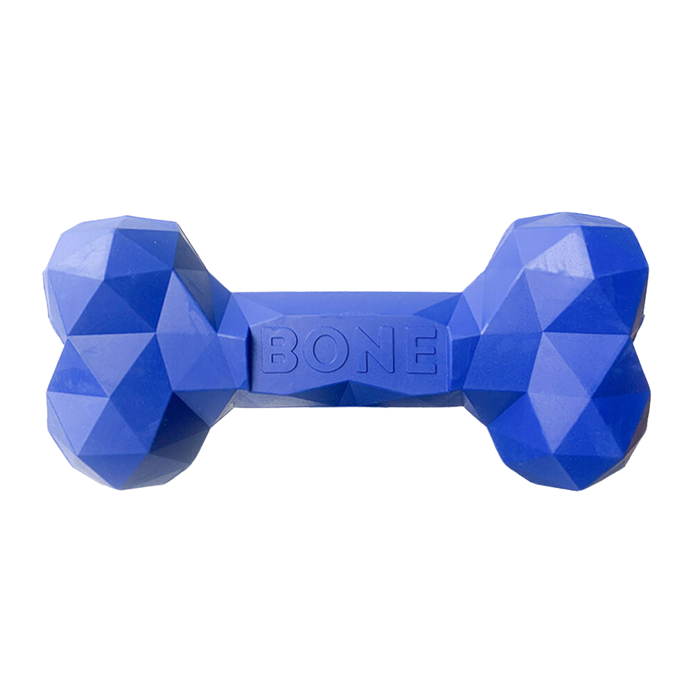 Natural Rubber Chew Bone - Royal Blue